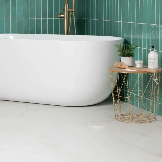 Carrara Gold Marble Effect Porcelain Tile - 60.5x60.5cm