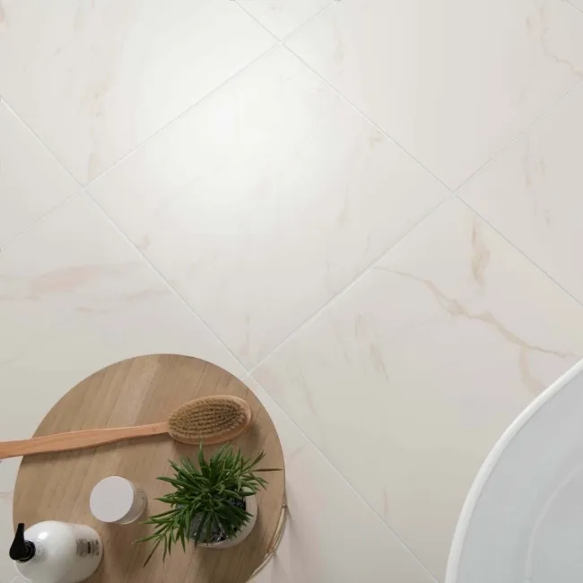 Carrara Gold Marble Effect Porcelain Tile - 60.5x60.5cm | Tile Mountain UAE