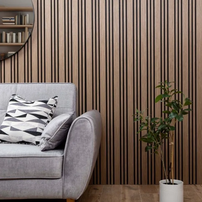 Trepanel Design® Multi Width Smoked Oak Acoustic Panels | Tile Mountain UAE