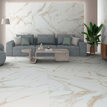 Lumiere Golden Grey Marble Effect Matt Porcelain Tile 120x59.5cm